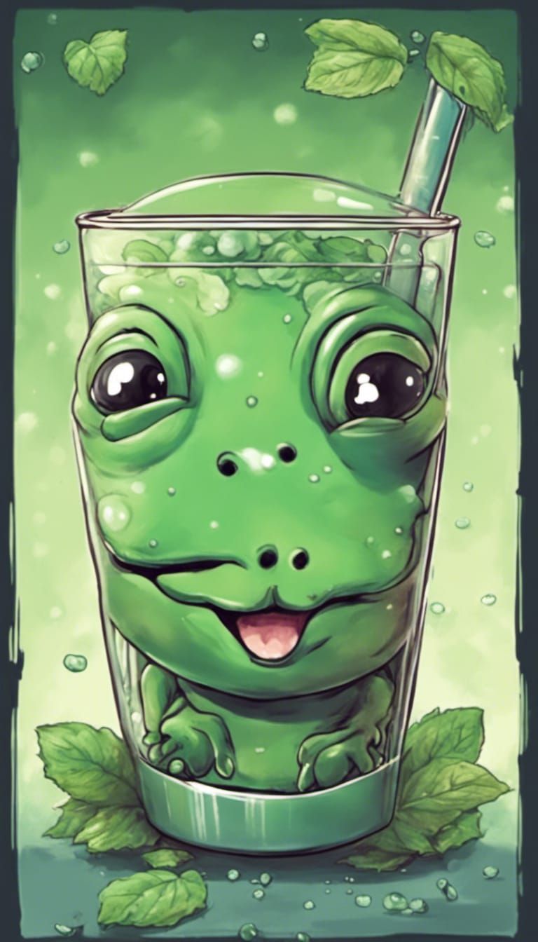 Minty frog smoothie - AI Generated Artwork - NightCafe Creator