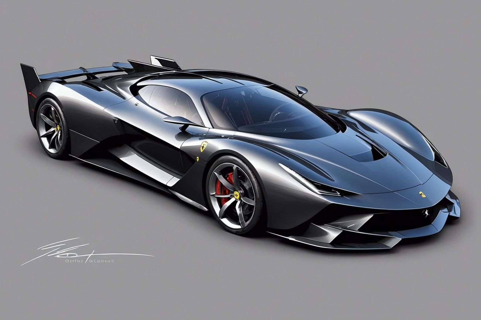full calligraphy a sketch of a futuristic ferrari Batmobile concept ...