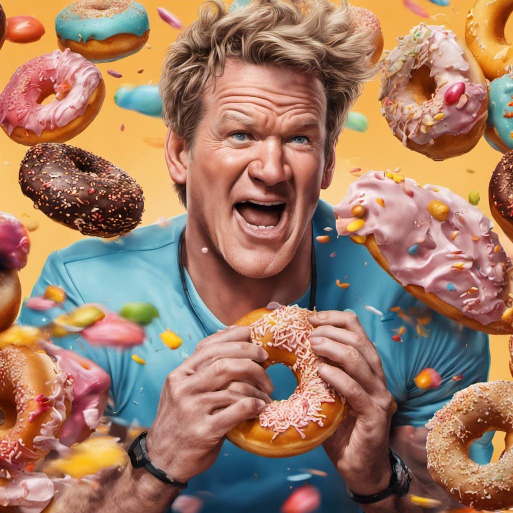 Gordan Ramsay, eating a doughnut, - AI Generated Artwork - NightCafe ...