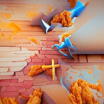 biblically accurate angles fighting over a chicken strip - AI Generated ...