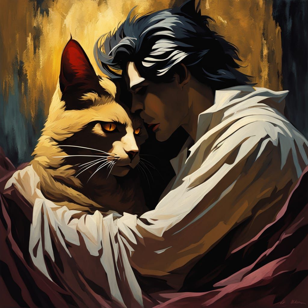 Surrealist Vampire Lord Conspires with Feline Conf... - AI Art