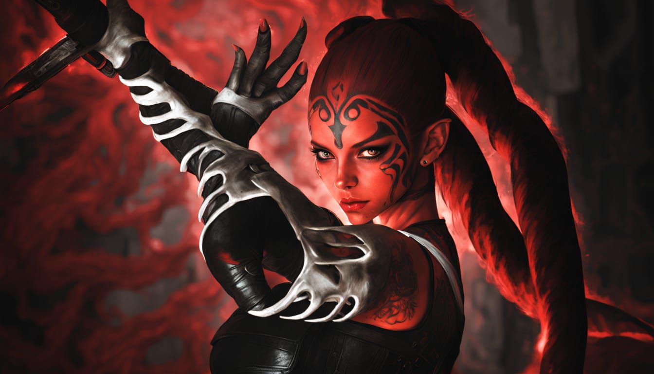 Darth Talon in Sith Throne Room: Sci-Fi Art - AI Art