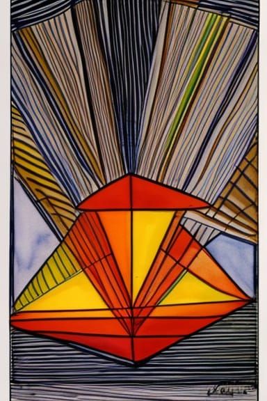 triangle, light, linework and watercolor - AI Generated Artwork ...