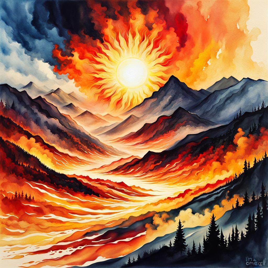 Flaming sun - AI Generated Artwork - NightCafe Creator