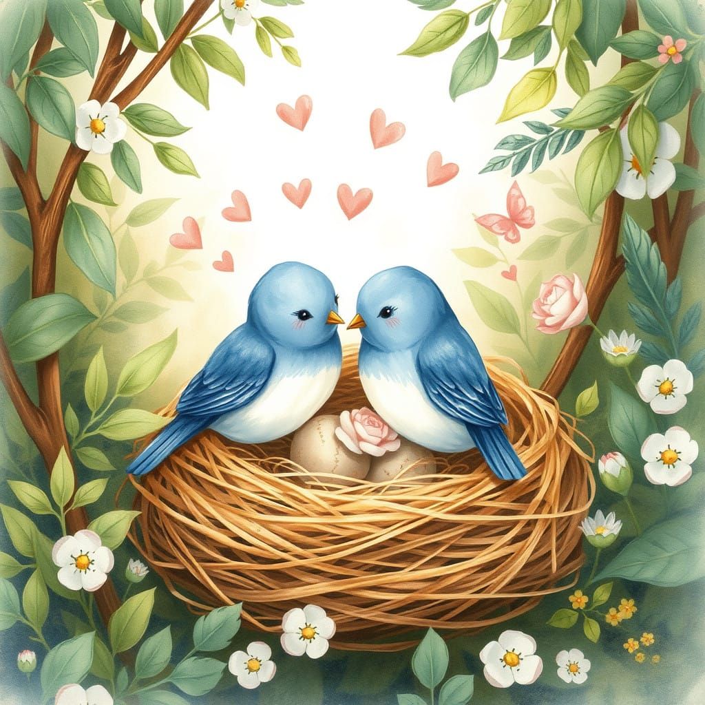 Serenely Delicate Beatrix Potter-Inspired Birds Bu... - AI Art