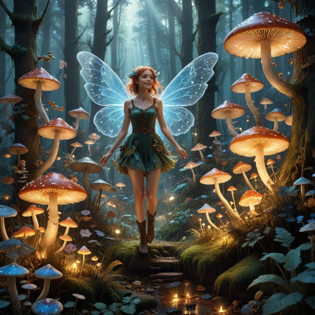 Mystical Fae Descend into Enchanted Forest with Tr... - AI Art