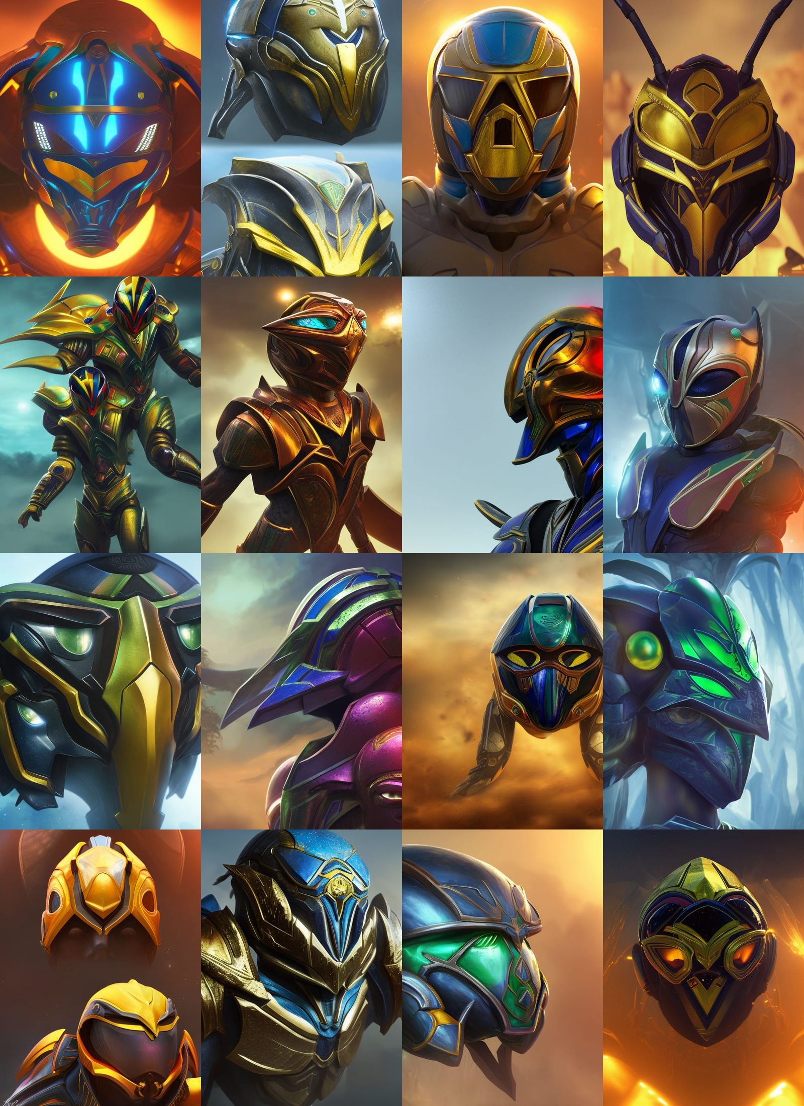 Scarab beetle power ranger helmet, head shot only - AI Generated ...