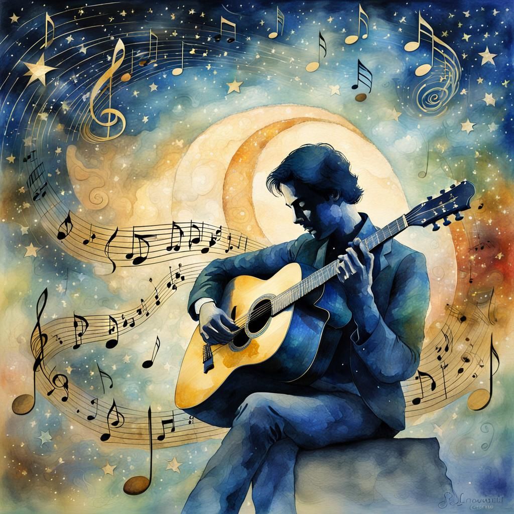 Some nightly guitar music - AI Generated Artwork - NightCafe Creator