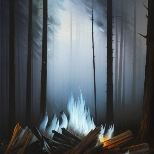 Eerie Blue Bonfire - AI Generated Artwork - NightCafe Creator
