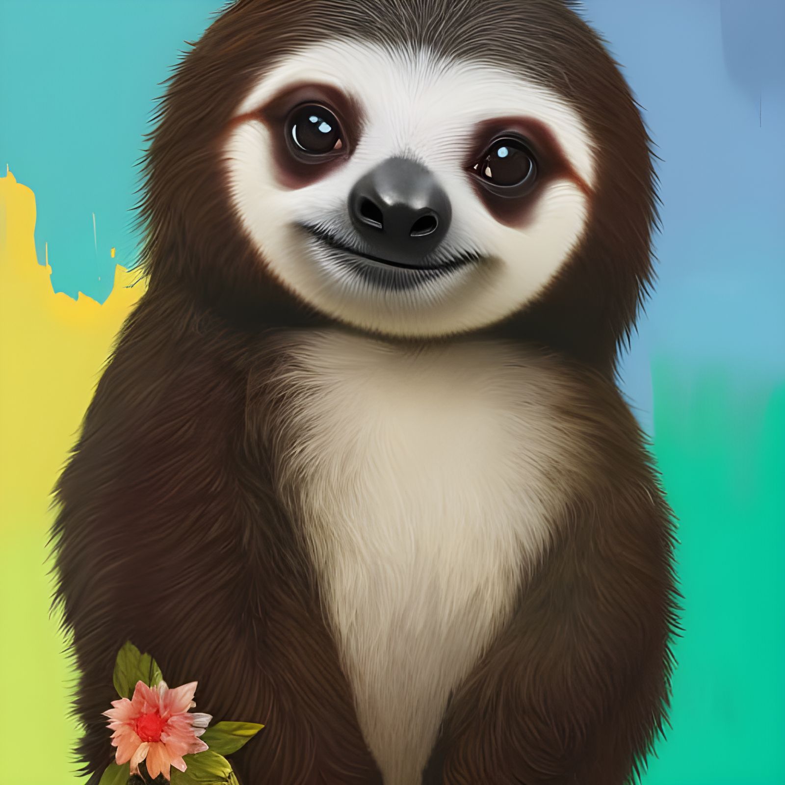 Portrait of a happy sloth - AI Generated Artwork - NightCafe Creator