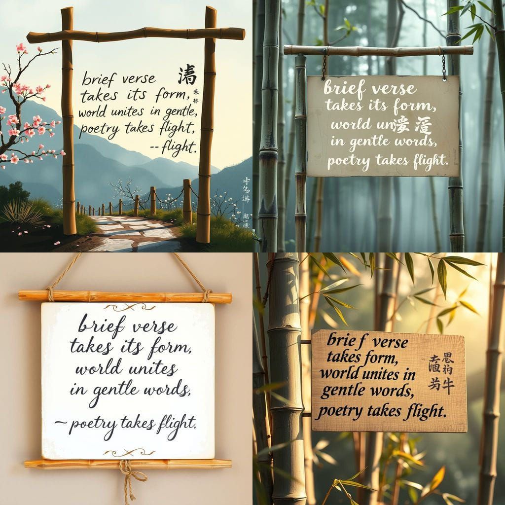 Gentle Bamboo Poetry Sign in Elegant Calligraphy - AI Art