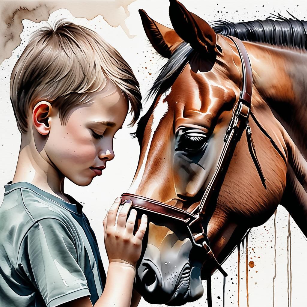 boy with horse - AI Generated Artwork - NightCafe Creator