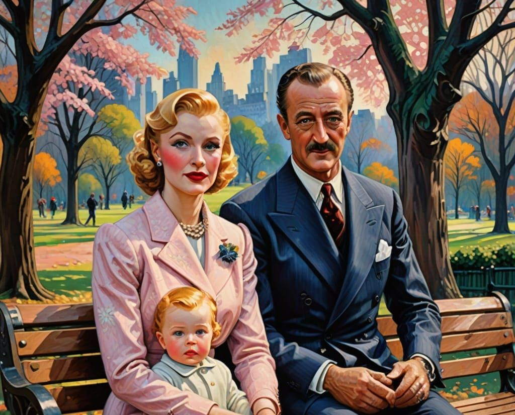 Polly, John and David Merlin - Central Park, 1939