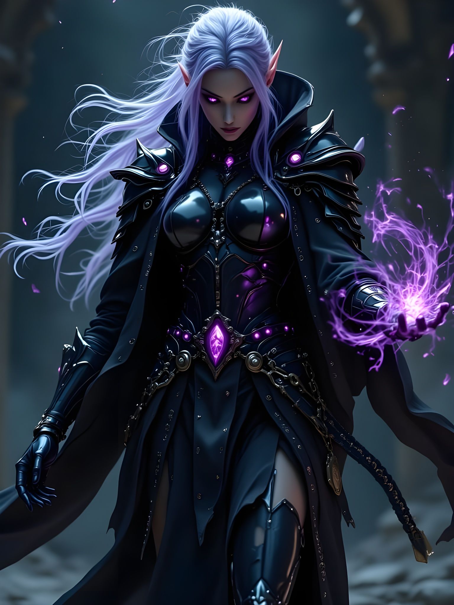 Void and chaos mage - Ethereal Void Mage in Dark Robes and G...