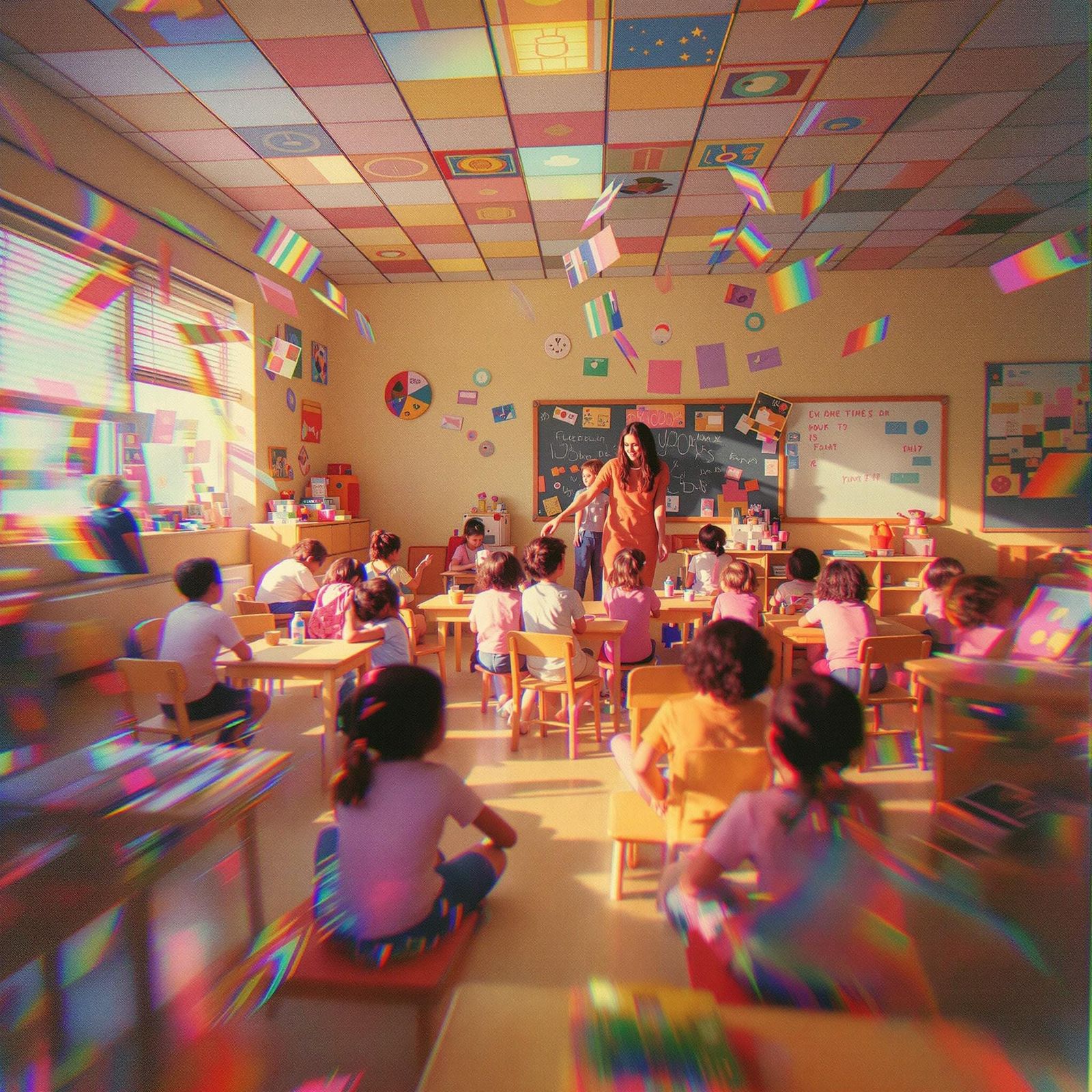 Learning - Whimsical Kindergarten Dreamscape in Retro Color ...