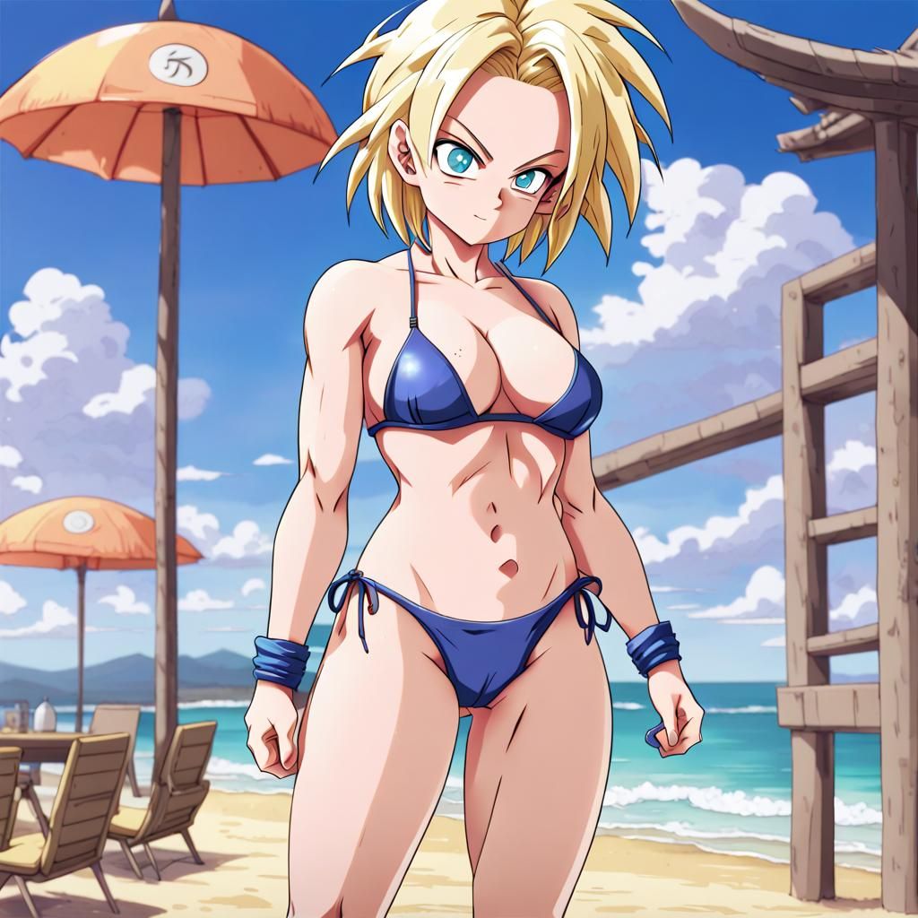 Android c 18 from Dragon Ball Z in a bikini - AI Generated Artwork - NightCafe Creator