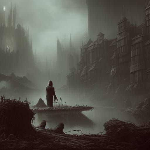 absolute nothing, dark, depressive, horror, - AI Generated Artwork ...