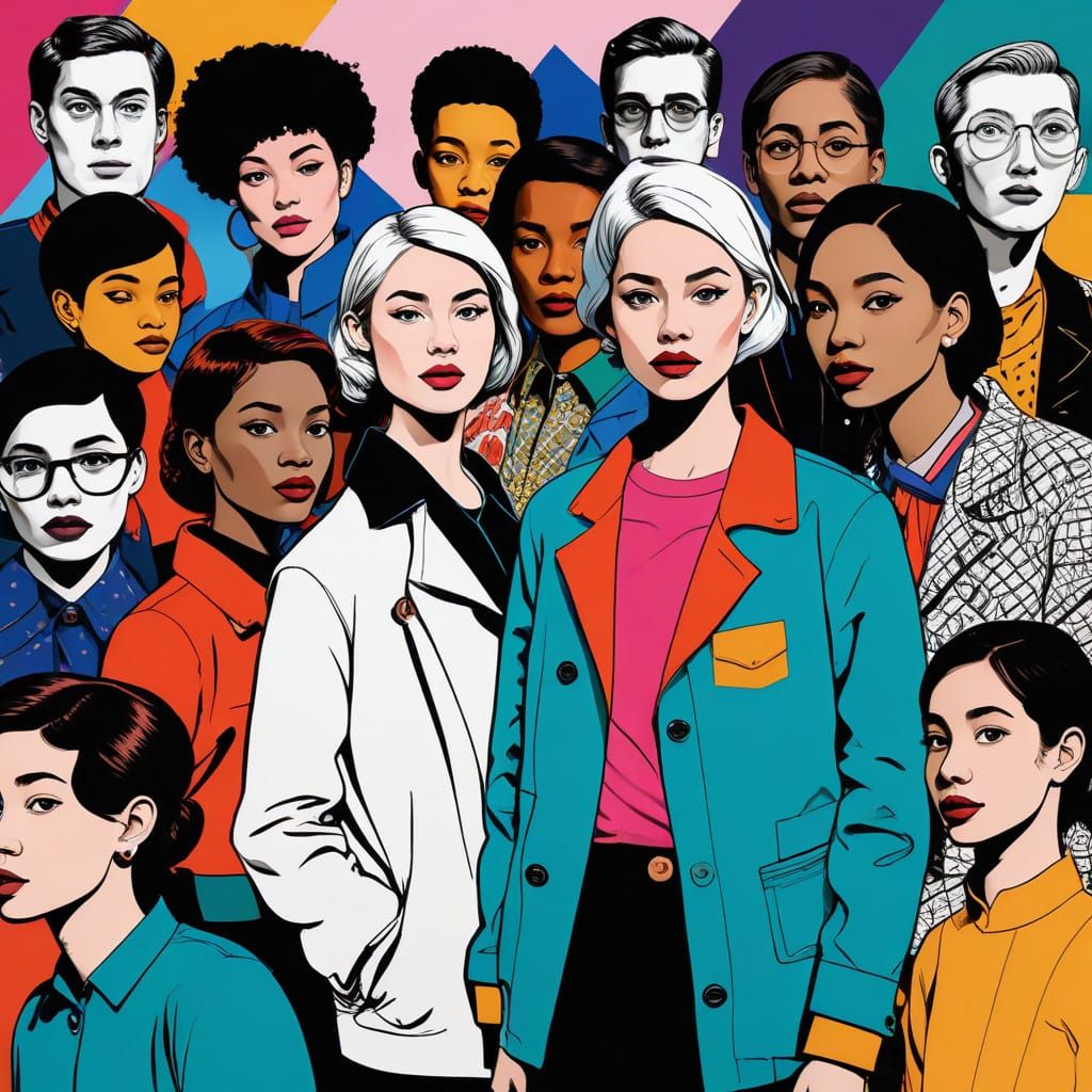 Diverse Unity Pop Art Mosaic - AI Art