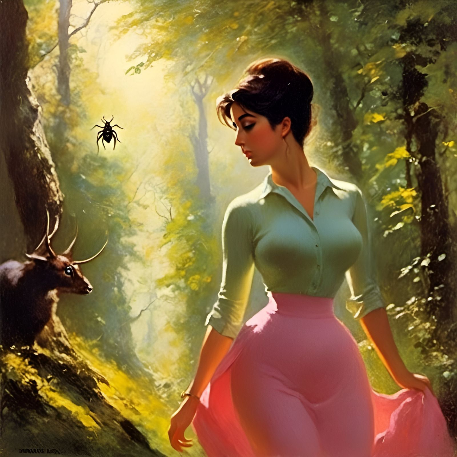 collared white button- down blouse, extreme closeup Michael Whelan ...