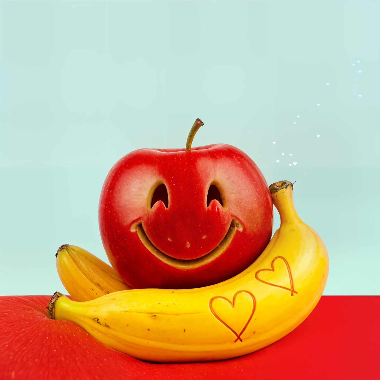 A Heartwarming Fruit Duo in Vibrant Colors - AI Art