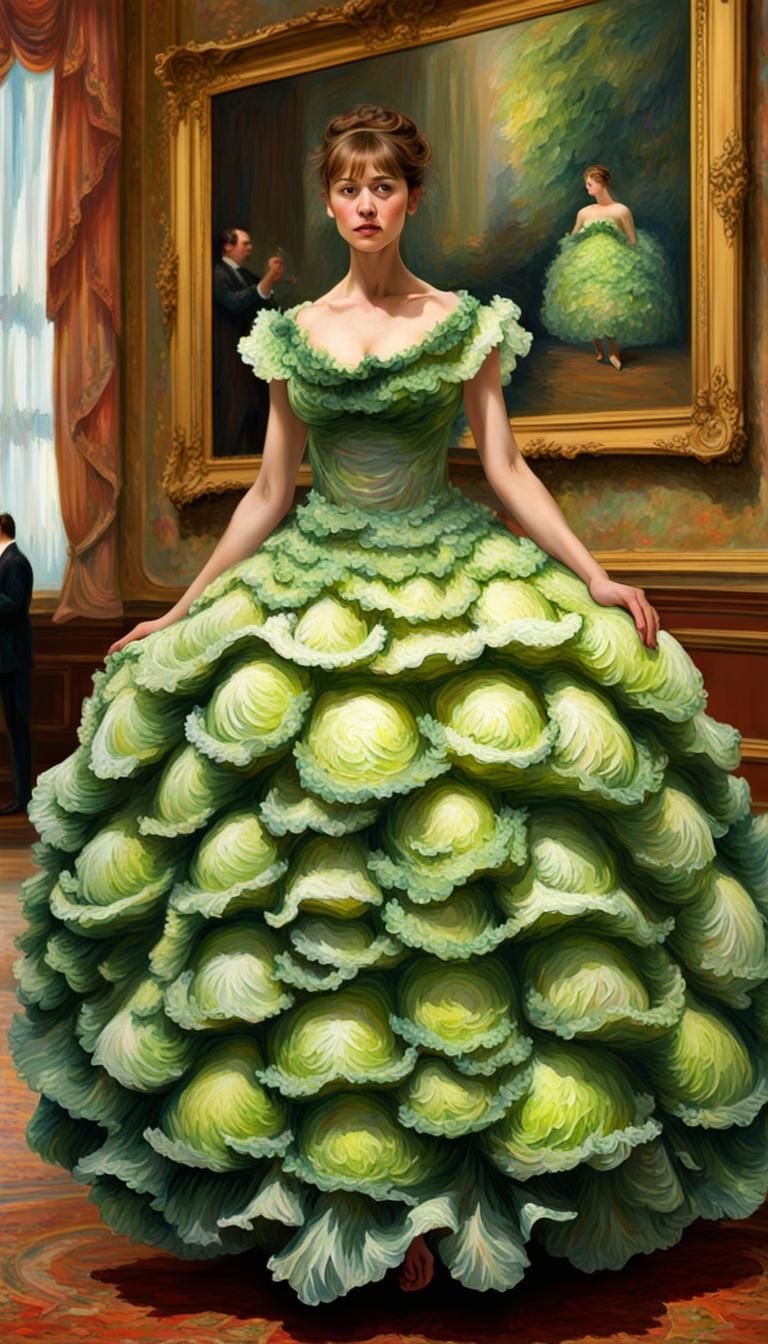 Cabbage dress inside ball room impressionism - AI Generated Artwork ...