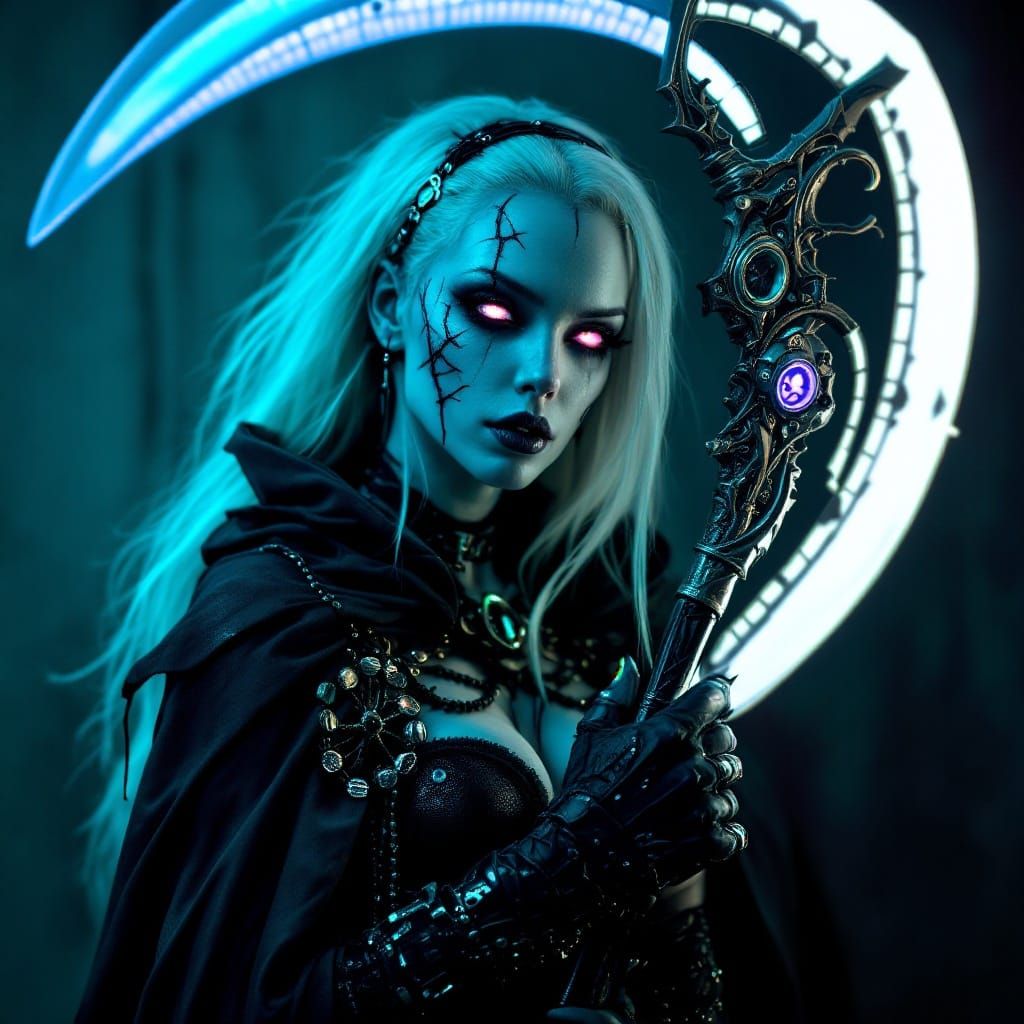 Goth Frankenstein's Monster in Cyberpunk Attire - AI Art