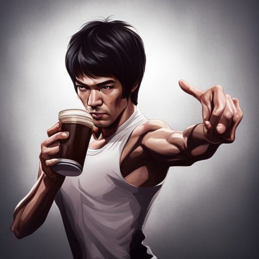 Bruce lee, Be Coffee my friend - AI Generated Artwork - NightCafe Creator
