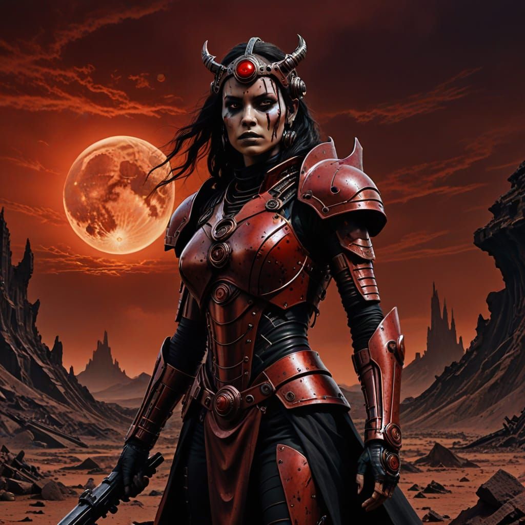 Gothic Biomechanical Princess of Mars in Dark, Blo... - AI Art