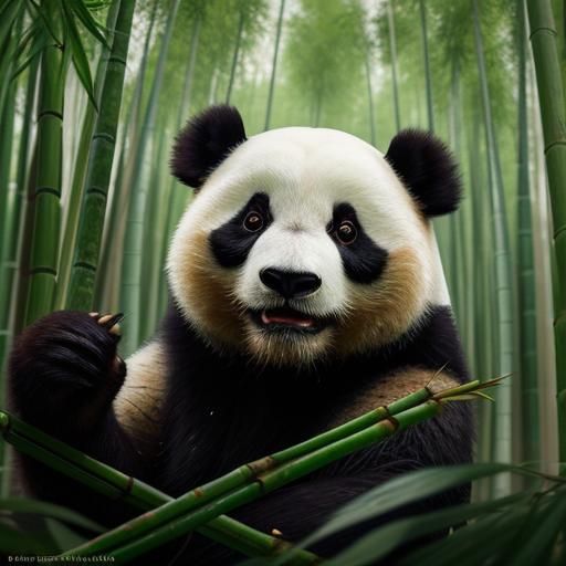 Plump and playful, panda ponders, perched peacefully in a patch of ...