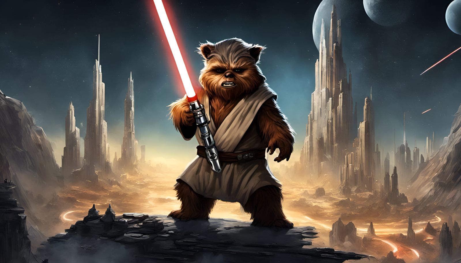Ewok Jedi - AI Generated Artwork - NightCafe Creator