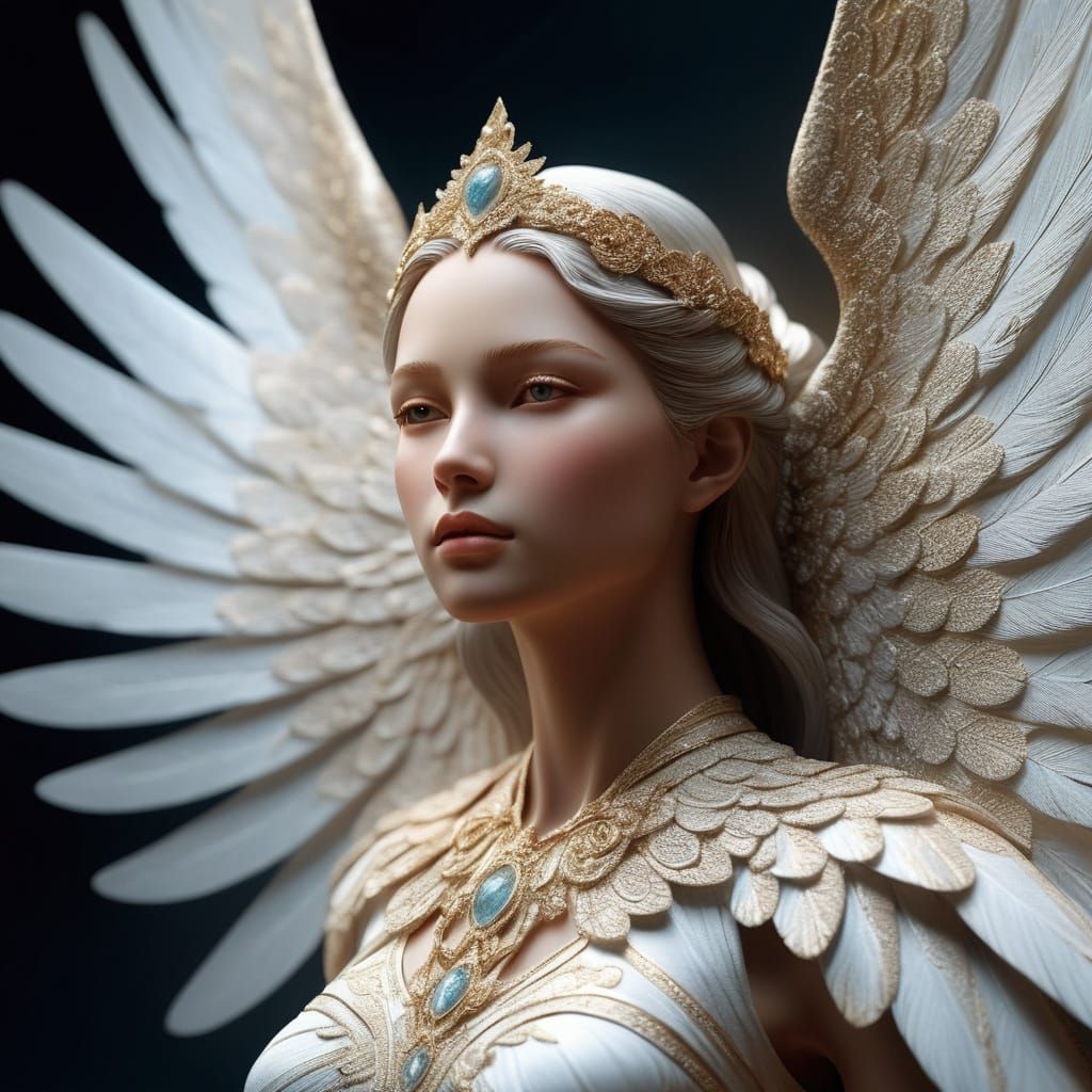 Ethereal Seraphim Angel in Vibrant, Golden Light - AI Art