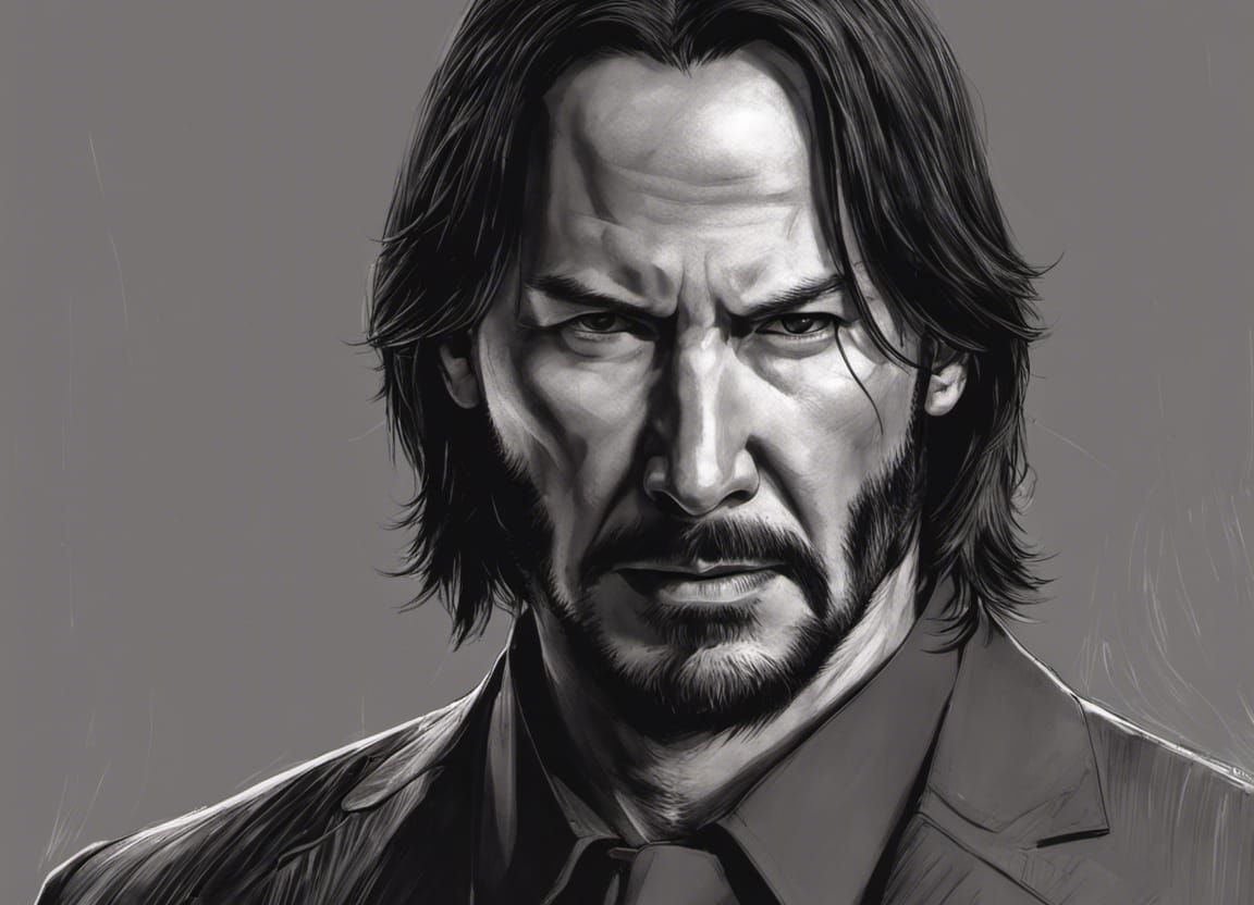 Graphite sketch portrait of John Wick - AI Generated Artwork ...
