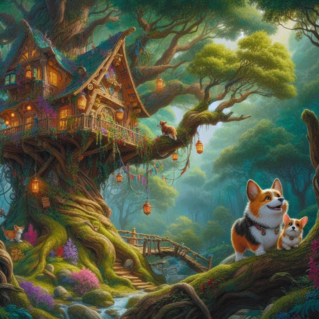 Callie and Cooper’s Treehouse Adventure 4 - AI Generated Artwork - NightCafe Creator