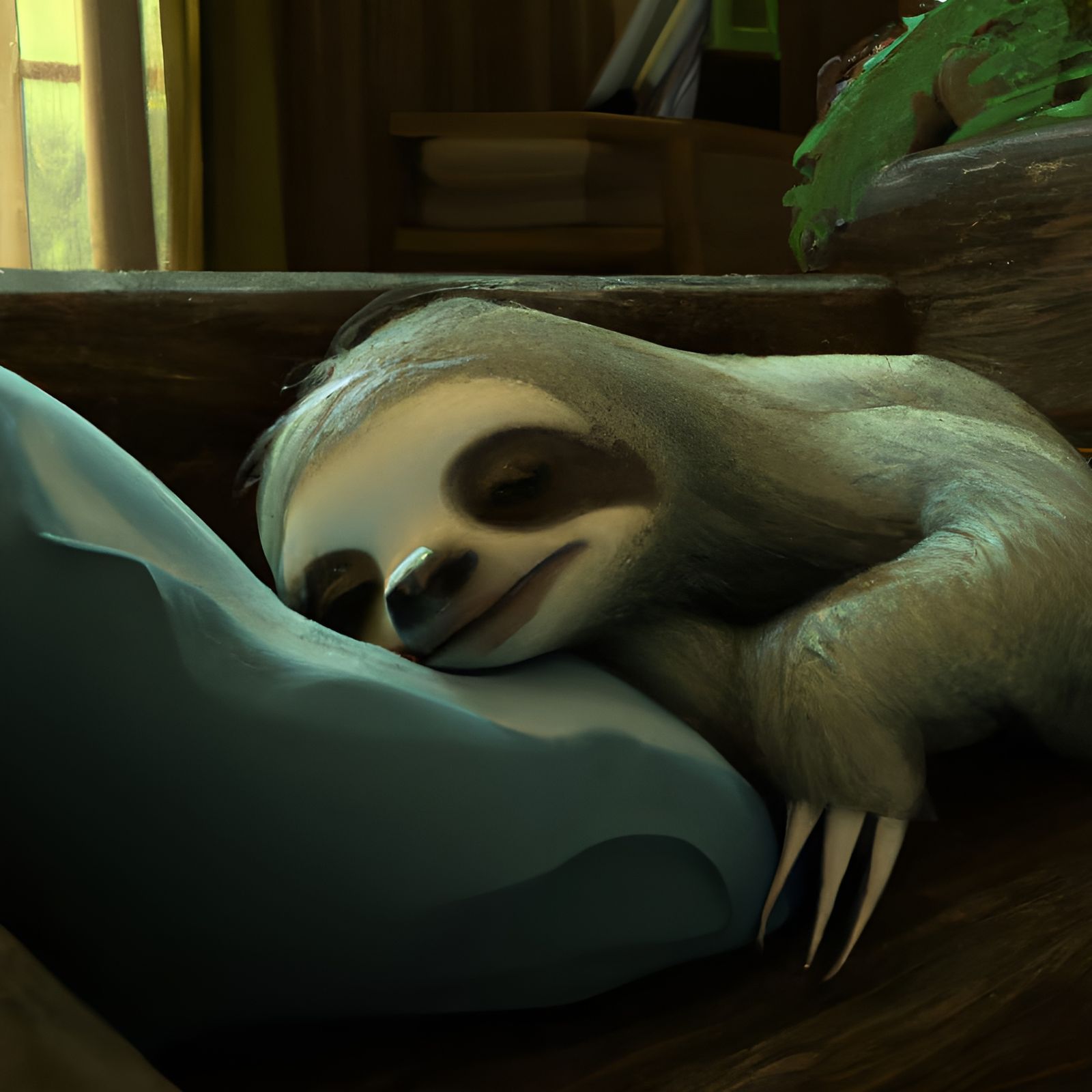 An adorable sloth sleeping on a couch - AI Generated Artwork ...