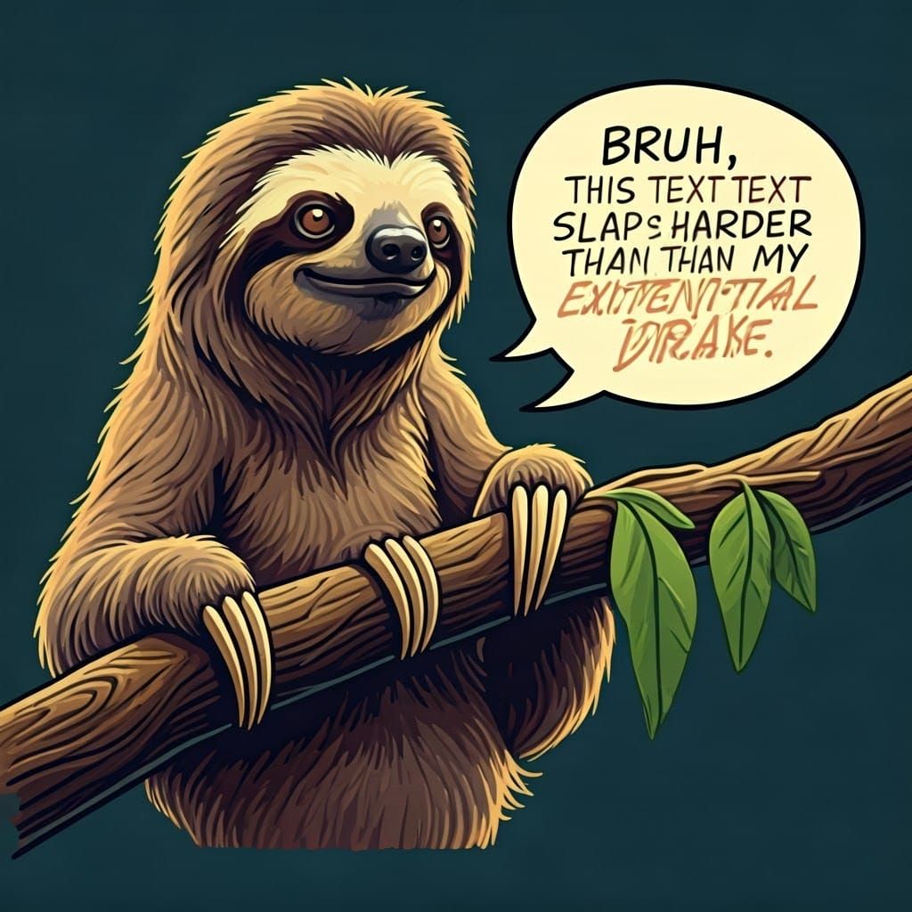 Deranged Sloth Exclaims in Vibrant Gouache Style - AI Art