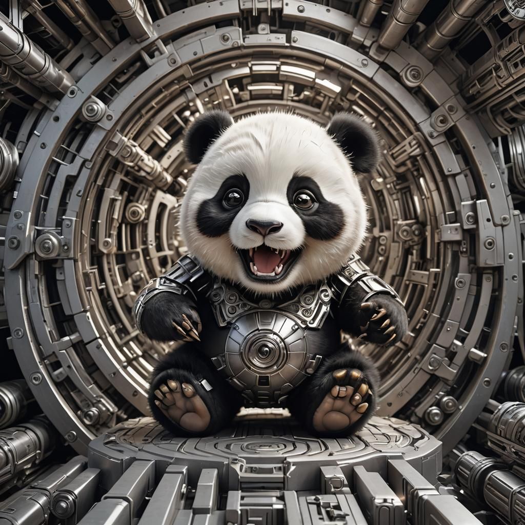 Cyborg Baby Panda - AI Generated Artwork - NightCafe Creator