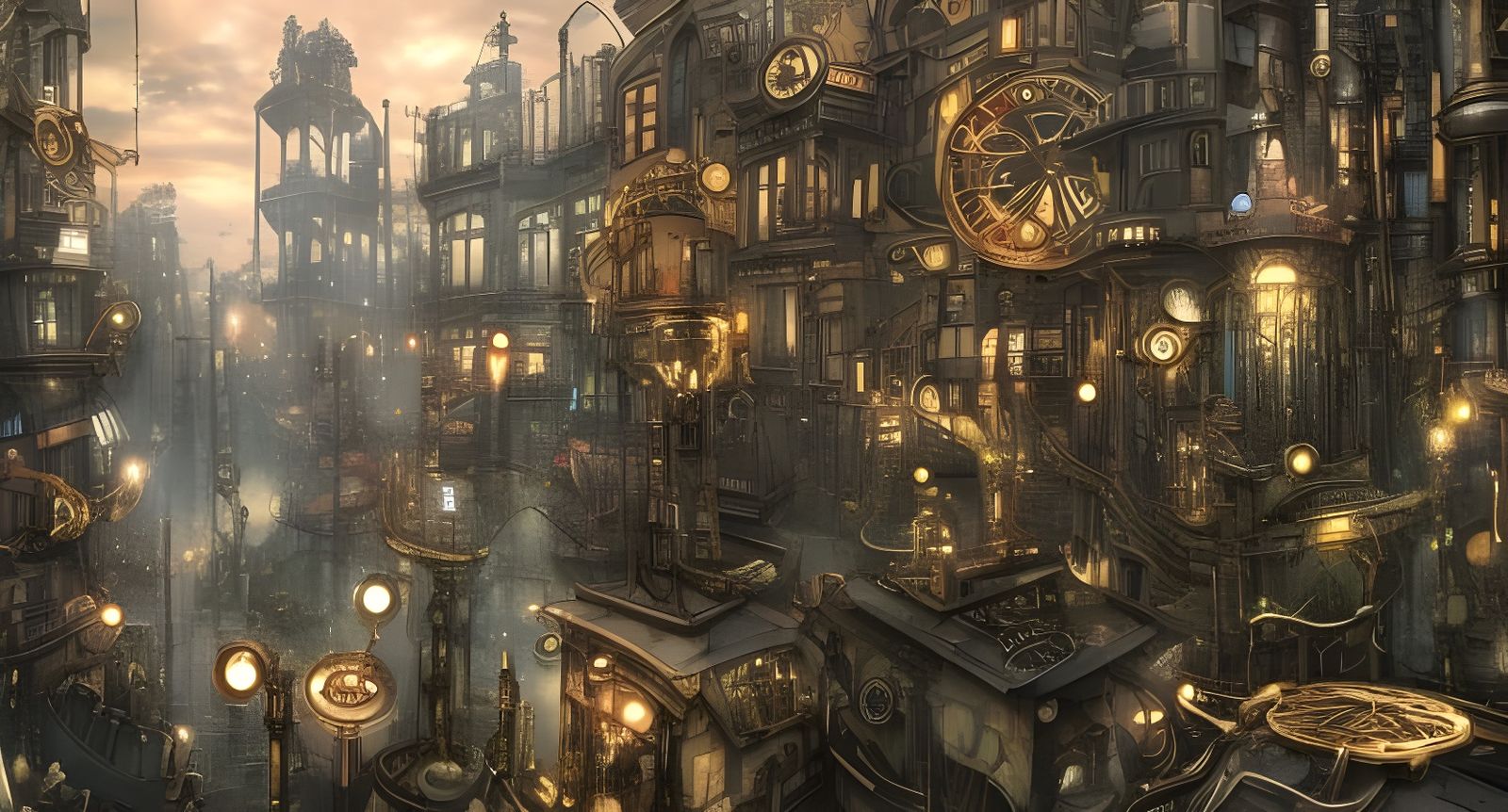 Steampunk city - AI Generated Artwork - NightCafe Creator