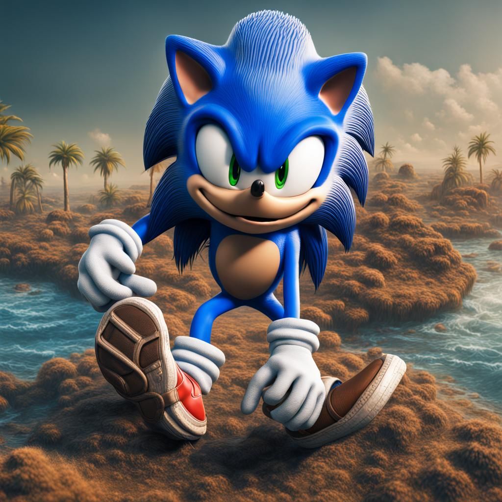 Wacky sonic the hedgehog on putts island, 4K, horror, dystopian ...