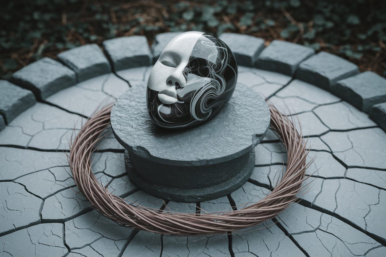 Moonstone and Obsidian Mask - Ethereal Moonstone and Obsidia...