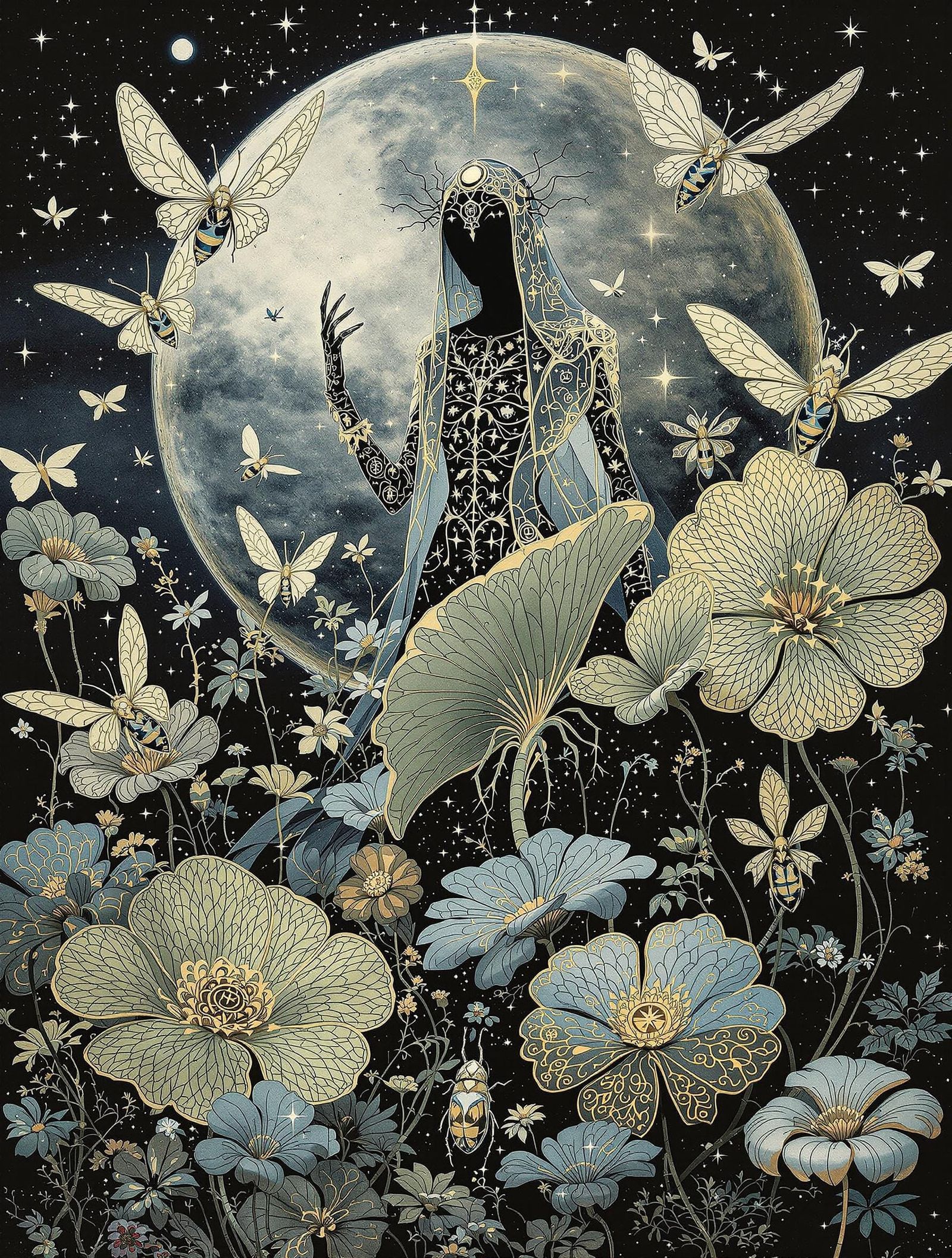 Gathering form - Moonlit Nocturnal Tapestry with Ethereal Sp...
