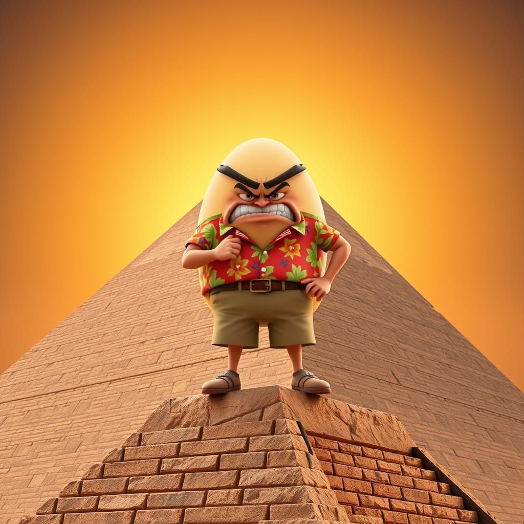 angry egg tourist visits the pyramid of Egypt