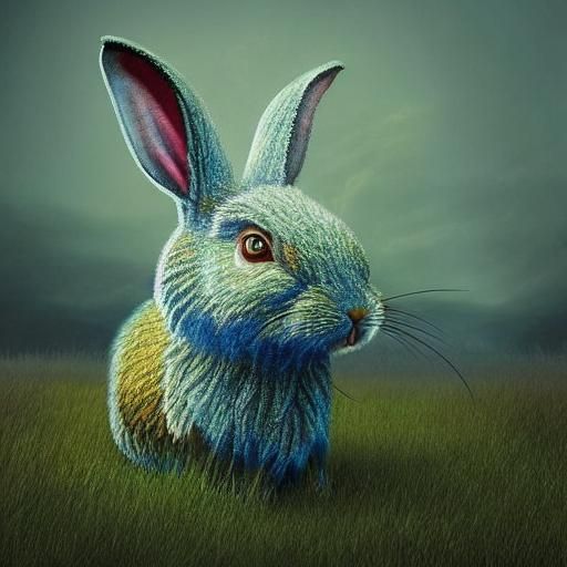 Surrealist Alien Rabbit Depiction - AI Art