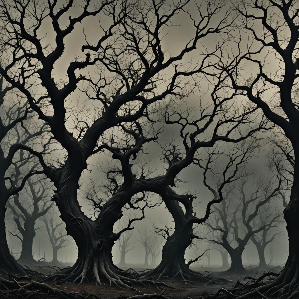 Angst Abyss: Generate an image of a dark, foreboding landscape, with ...