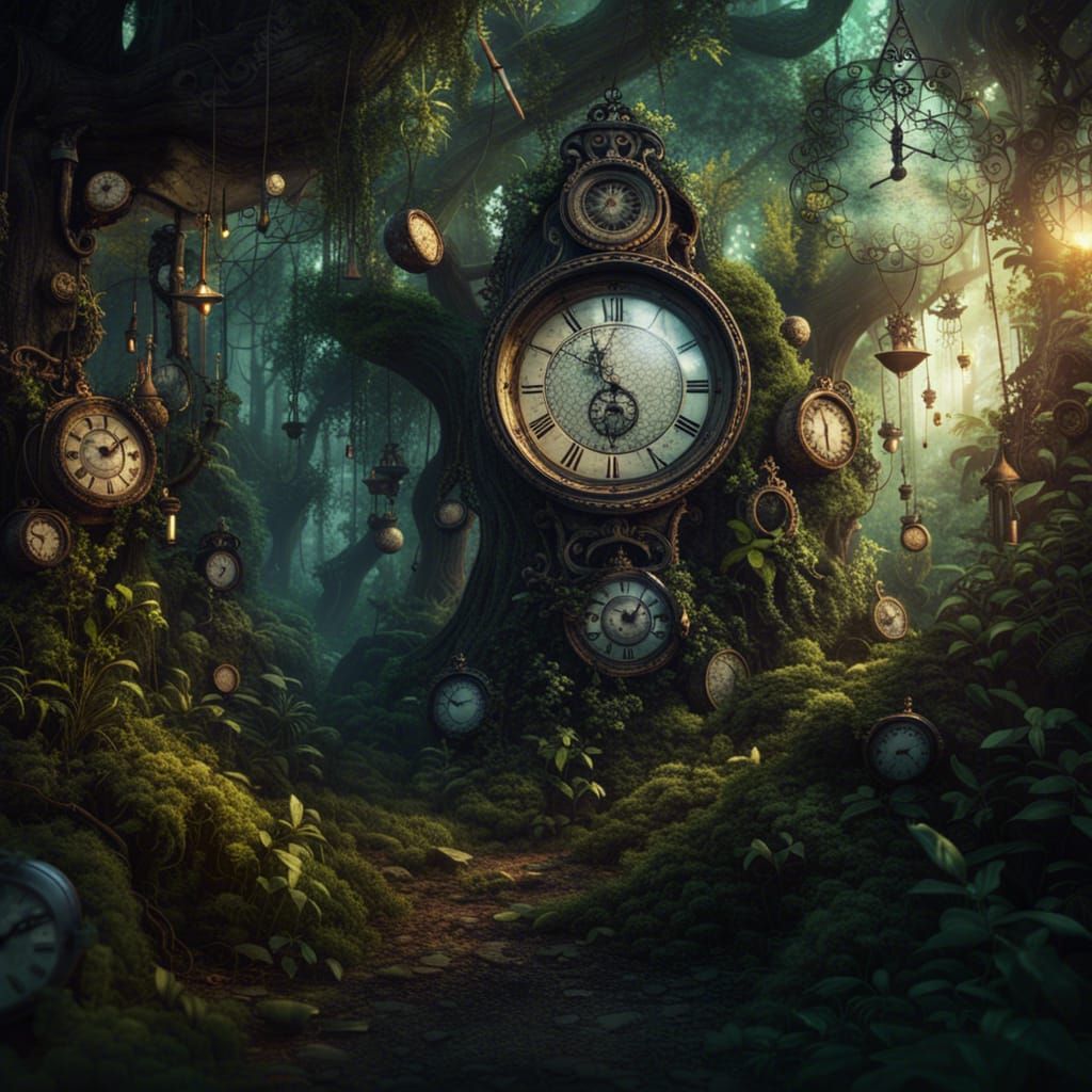 Clock Forest - AI Generated Artwork - NightCafe Creator