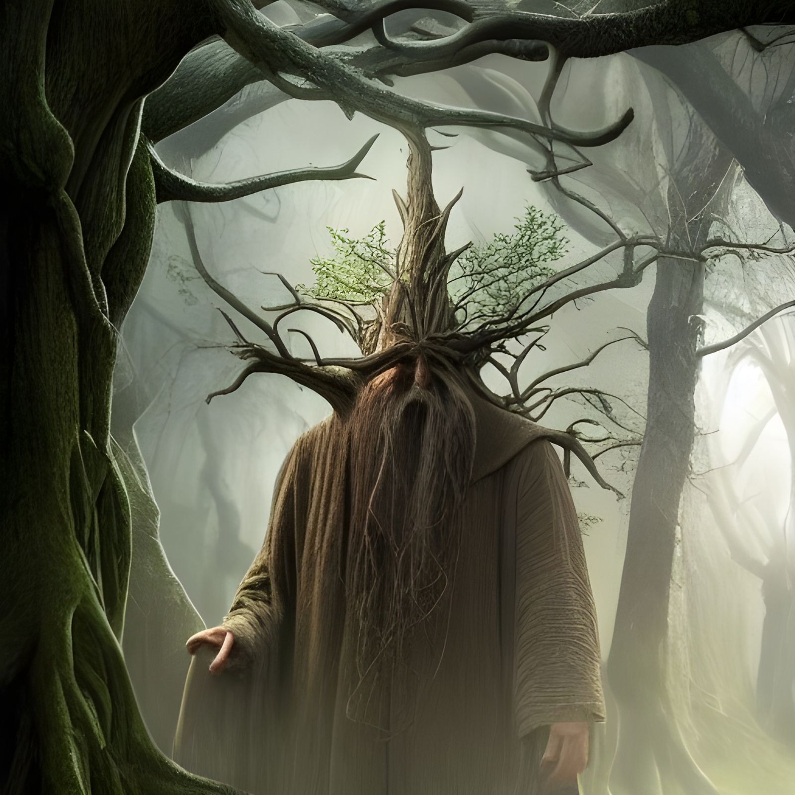 LOTR, photorealistic portrait of Treebeard, leader of the Ents, he has ...