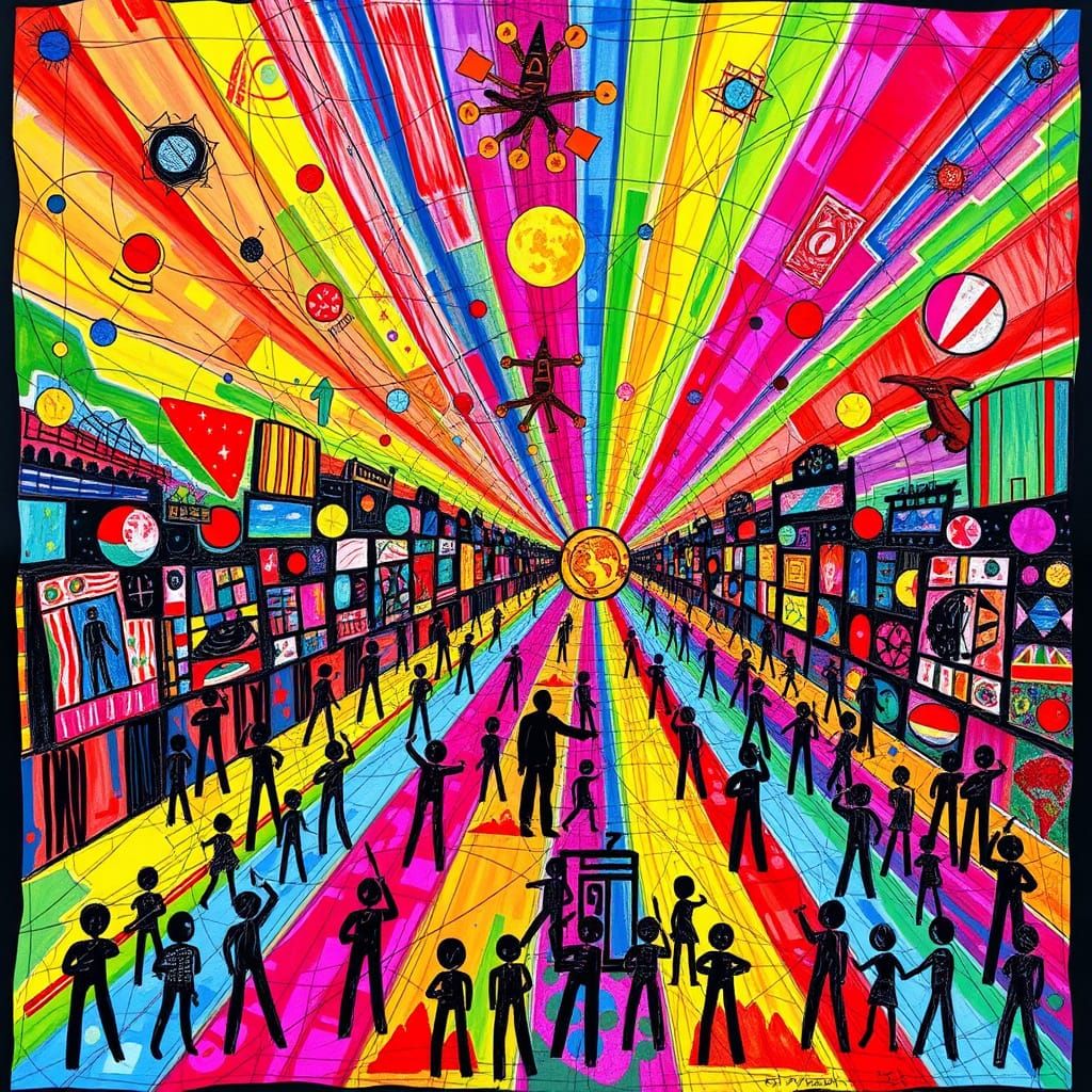 Kids Crayon drawings of politics, surreal child's drawing of colored ...