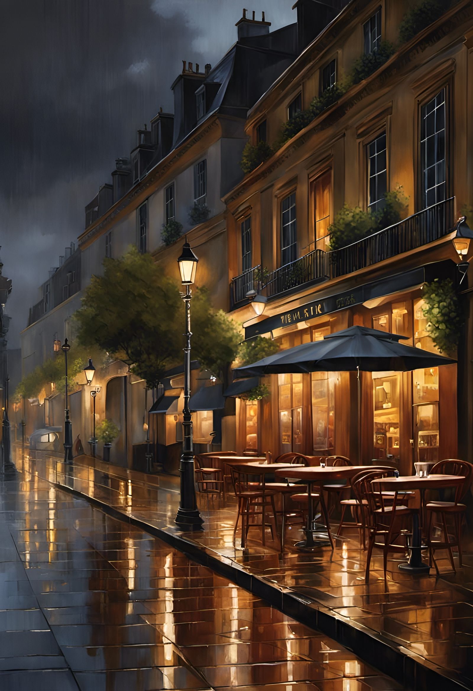 Cafe at Night - AI Generated Artwork - NightCafe Creator