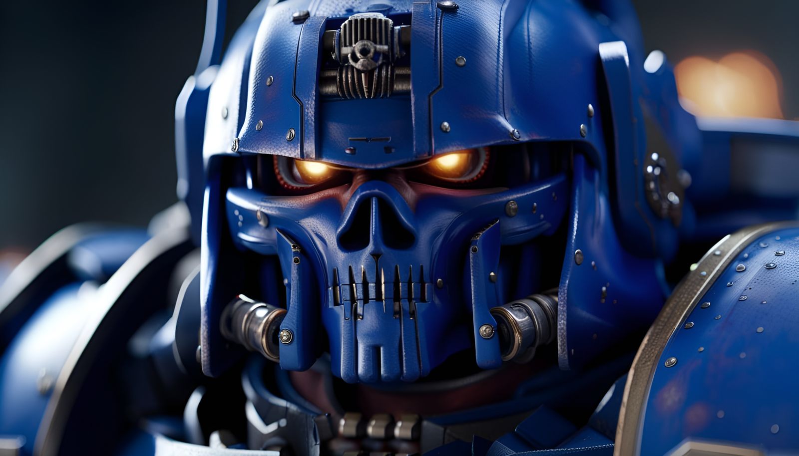8k cinematic headshot of a Warhammer 40,000 Ultramarine Terminator ...