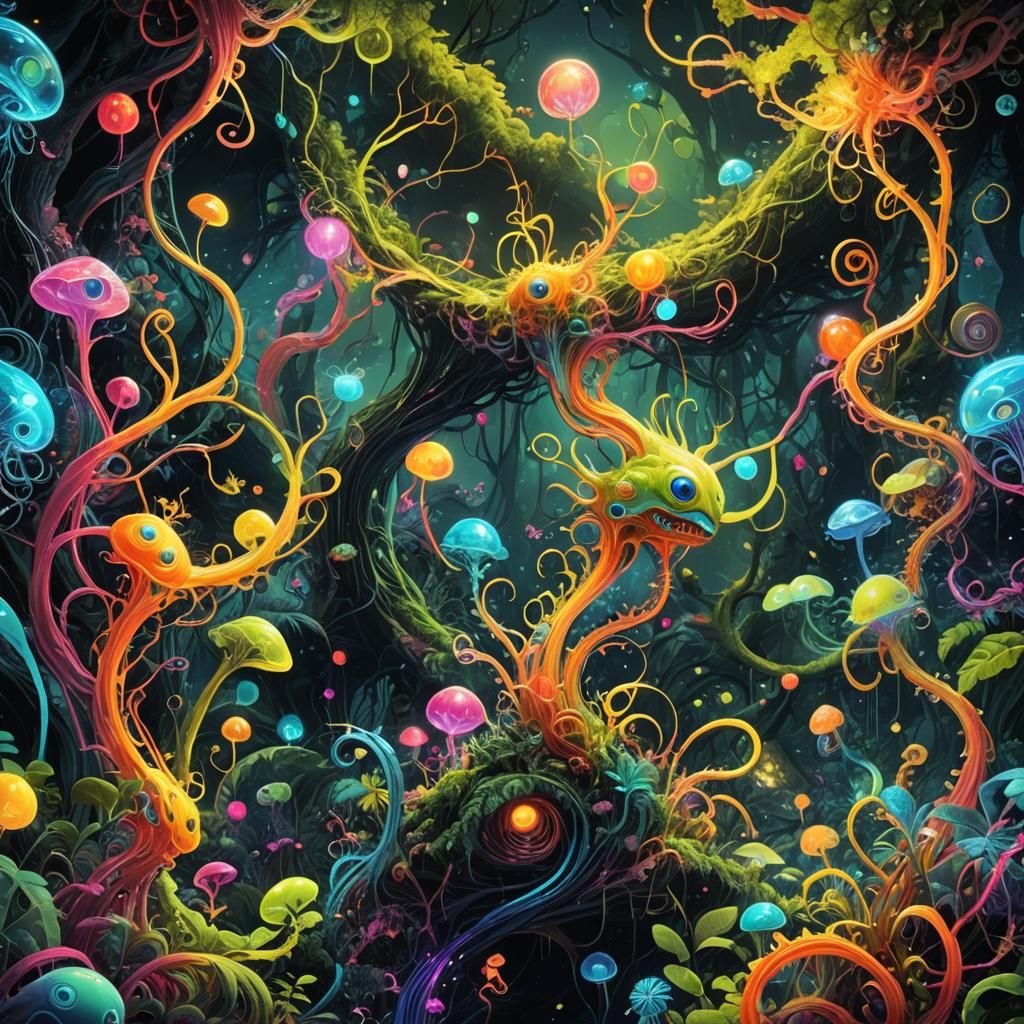 Whimsical alien jungle - AI Generated Artwork - NightCafe Creator