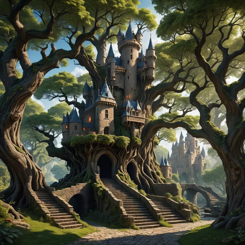 Tree castle - AI Generated Artwork - NightCafe Creator